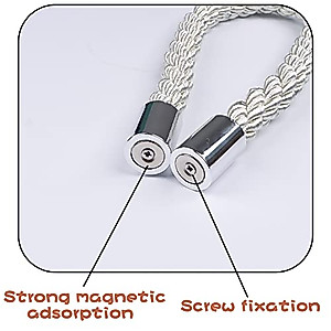 Groleca 2 Pack Strong Magnetic Curtain Tiebacks Curtain Holdbacks Curtain Ties Curtain Tie Backs with Thicker Twist Rope & Upgrade Strong Magnetic Tiebacks for Curtains (Creamy-white, 2)