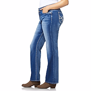 WallFlower Women's Luscious Curvy Bootcut Mid-Rise Insta Stretch Juniors Jeans (Standard and Plus), Jenna, 18 Plus Long