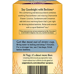 Yogi Tea - Bedtime (4 Pack) - Supports a Good Night’s Sleep - Tea with Passionflower, Chamomile, Valerian Root, and Lavender - 64 Organic Herbal Tea Bags