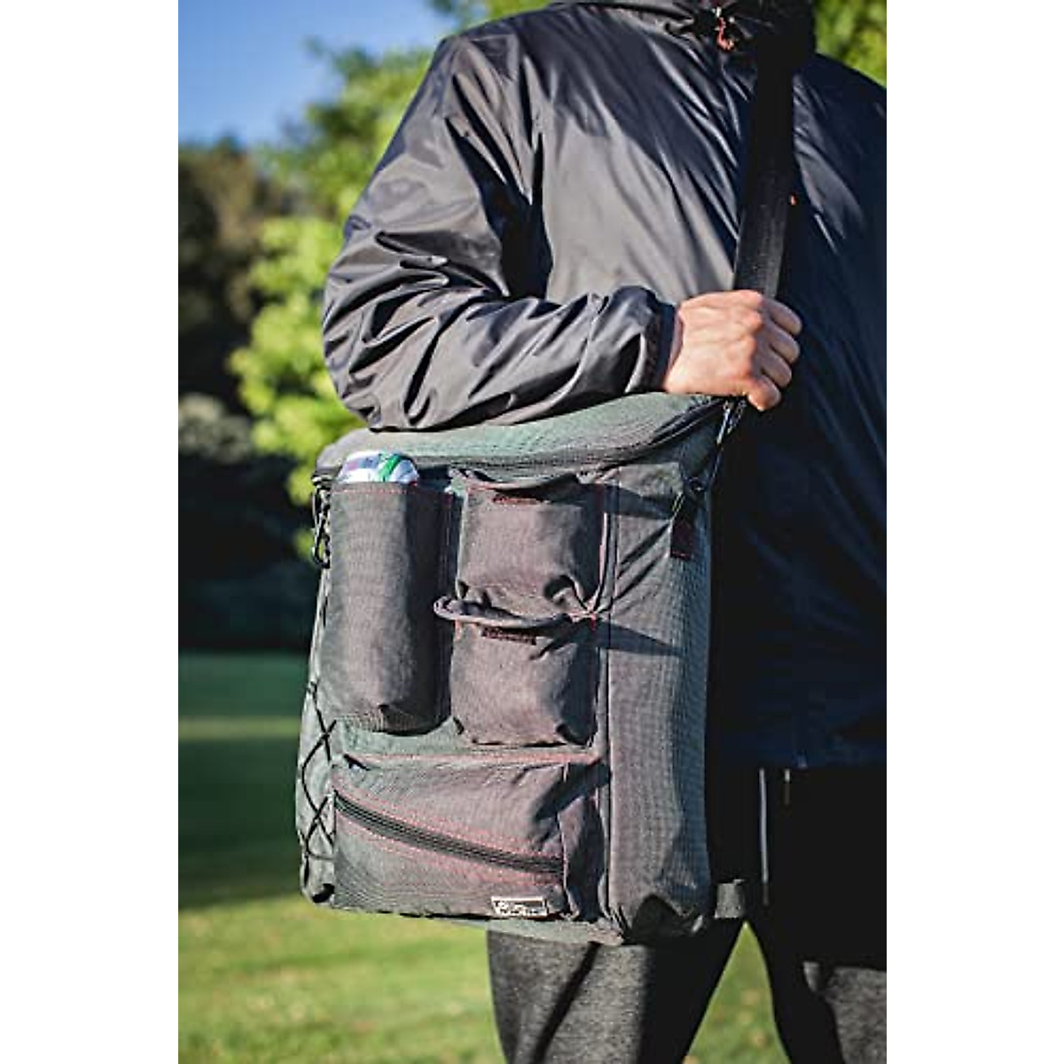 ONIVA - a Picnic Time Brand Fusion Original Design Outdoor Folding Chair, Gray with Red Frame , 33 x 7 x 21