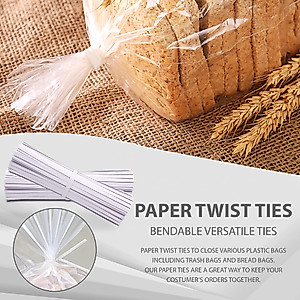 500 Pieces 5" Reusable White Paper Bread Twist Ties, White Twist Ties Bag Ties Twist Ties for Bags Bread Wire Ties Reusable Twist Tie for Treat bags Party Cello Candy Bread Coffee Bags Cake Pops