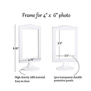 Myraculo Double Sided Standing Picture Frames 4x6 2 Side Frame Pedestal Picture Frames Bulk Plastic White Photo frames Set for Display (10 pack)