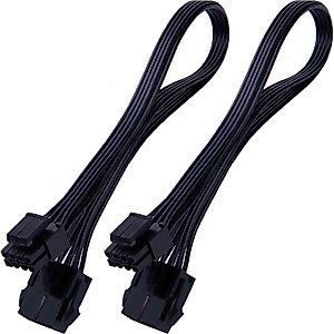 TeamProfitcom CPU 8 Pin Power Extension Cable ATX CPU 8 Pin Female to 8(4+4) Pin Male EPS Extension Cable for Motherboard (Not PCI-e VGA) 12 Inches (2 Pack)