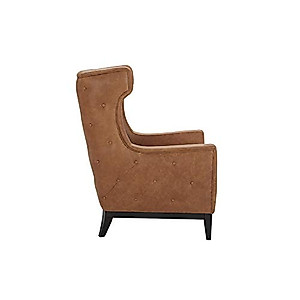 Amazon Brand – Stone & Beam Rosewood Button-Tufted Leather Wingback Accent Chair, 30"W, Cognac