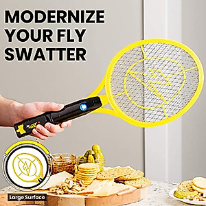 ZAP iT! Electric Fly Swatter Racket & Mosquito Zapper with Blue Light Attractant - High Duty 4,000 Volt Electric Bug Zapper Racket - Fly Killer USB Rechargeable Fly Zapper Indoor Safe - 2 Pack, Yellow
