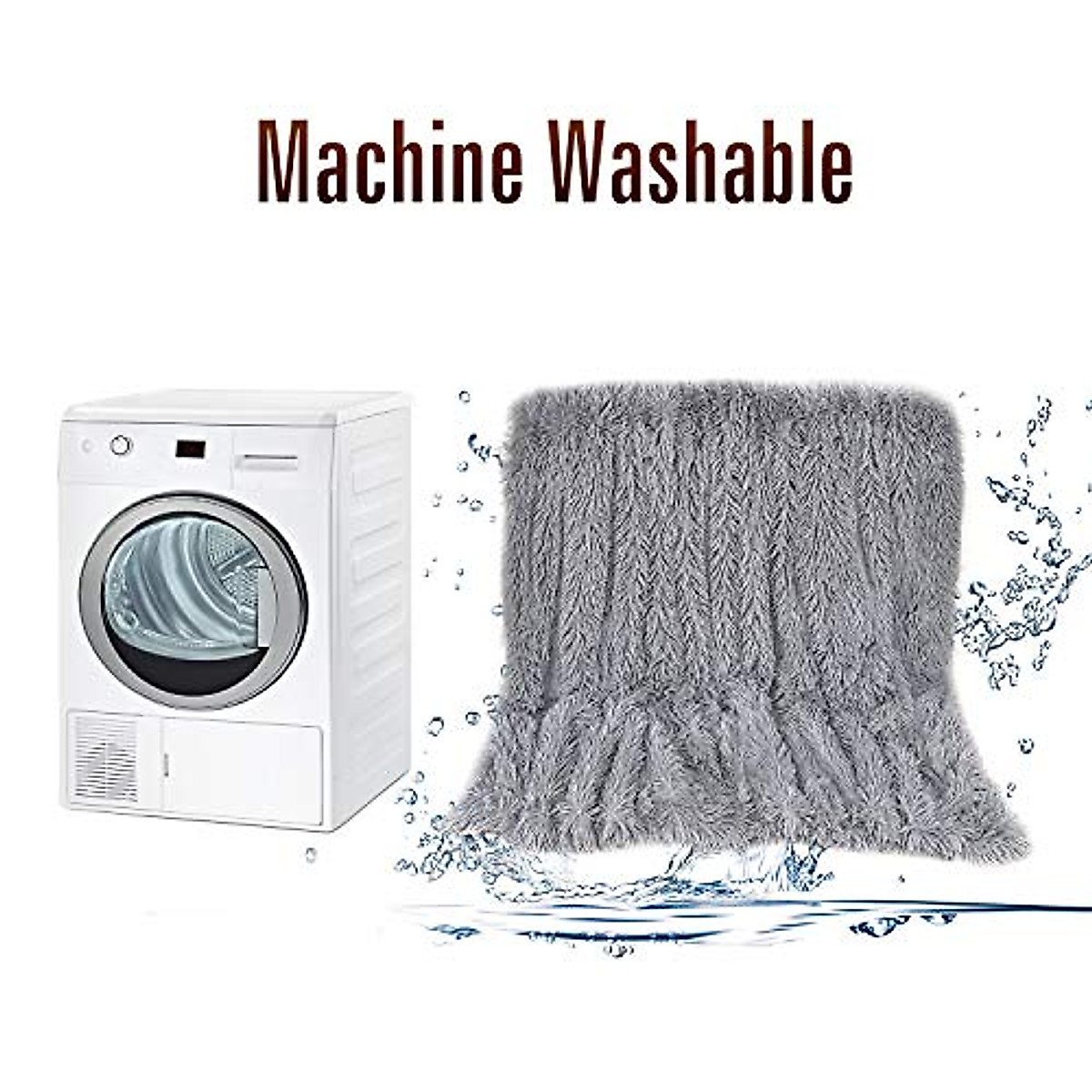 Maxsoft Fluffy Sherpa Blanket for Girls/Boys, 50"x60", Luxury Fuzzy Throw for Sofa, Couch, Bed, Decorative Shag Faux Fur Fleece Blanket for Bedroom(Grey)