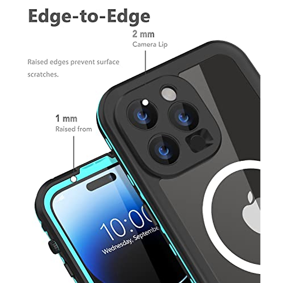 Guirble Design for iPhone 14 Pro Waterproof Case,Phone Case for iPhone 14 Pro with Screen Protector,Protective Case for iPhone 14 Pro 6.1''(Turquoise)