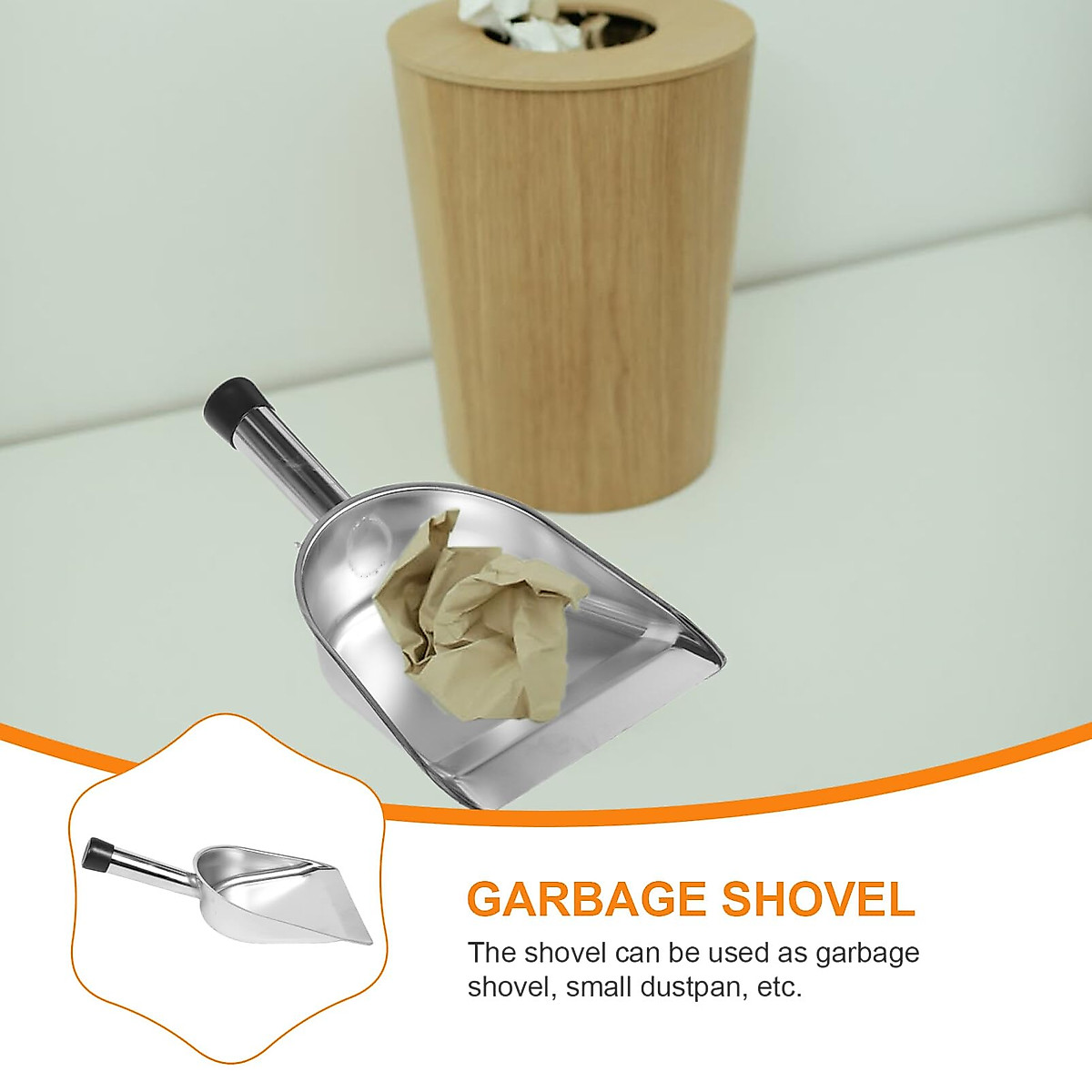 Gatuida Stainless Steel Dust Pan Metal Trash Shovel with Handle Handheld Dust Pan Wide Scooper for Indoor Outdoor Fireplace Industrial and Commercial Use