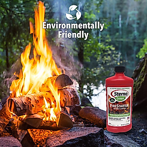 Sterno Fire Starter Fluid Gel Green Firestarter for Instant Flame, Concentrated Ethanol Fuel for Camp Fire or Fireplace, All-Weather Ethanol Burner for Indoor & Outdoor, 16 Oz Each, Pack of 6 Bottles