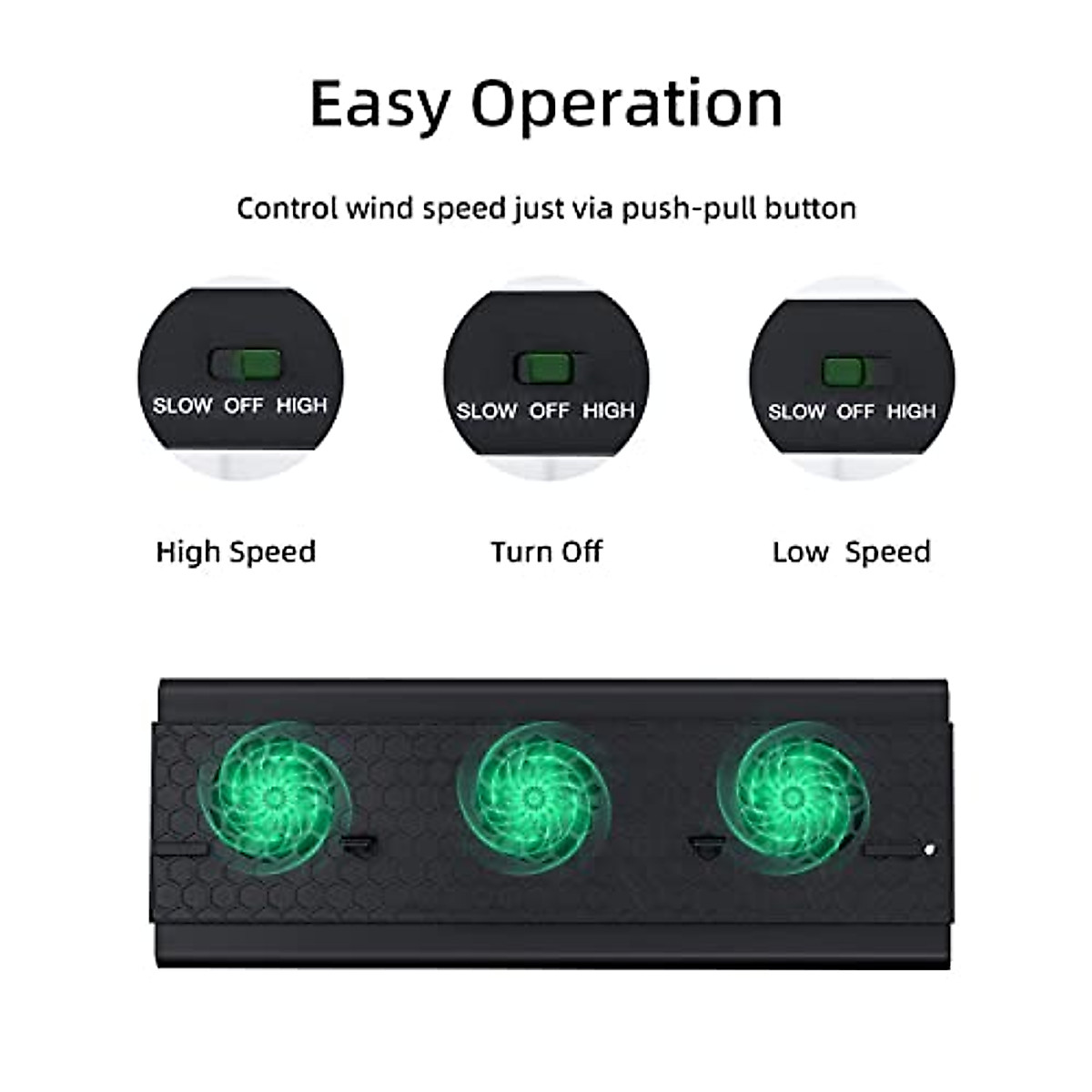 Mcbazel Vertical Cooling Stand for Xbox One X, Cooling Fan Stand with 3 USB Ports and Light Bar Compatible with Xbox One X Console Only - Black