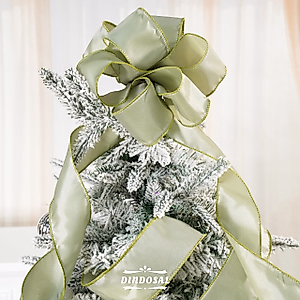 DINDOSAL Sage Green Christmas Ribbon Wired 2.5" x 10 Yard Dusty Green Wired Ribbon Green Wired Ribbon for Christmas Tree Decorations, Topper Bows, Wreaths, Crafts, Home Decor, Gift Wrapping