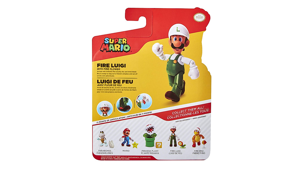 Super Mario Fire Luigi Action Figure - Collectible Toy with Power Up