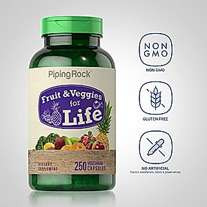 Piping Rock Fruits and Veggies Supplement | 250 Capsules | Superfood Fruit and Vegetables Vitamins | Vegetarian, Non-GMO, Gluten Free