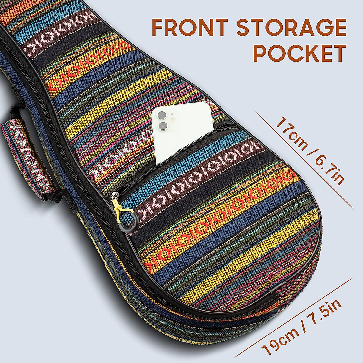 CAHAYA Ukulele Bag Soprano Ukulele Case 21 Inch Soft 0.35 Inch Thick Padded with Adjustable Straps