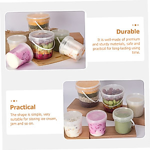 DOITOOL 3Pack Clear Plastic Bucket with Lid and Handle (1L) Ice Cream Tub with Lids, Food Grade Round Plastic Pail Container with Lid, Freezer Food Storage Containers