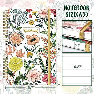 Spiral Notebook - 3 Pack A5 Lined Spiral Notebook, 5.7" x 8.4", 3 x 160 Pages, College Ruled Notebook, Spiral Notebook with Thick Paper, Back Pocket, Round Corner, Notebooks for Office & School & Home