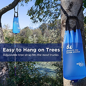 Membrane Solutions Gravity Water Filter Pro 6L, 0.1-Micron Versatile Water Purifier Camping with Adjustable Tree Strap Storage Bag, Survival Gear for Group Emergency Preparedness