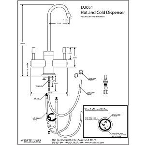 Westbrass CO142-26 Contemporary 10" 2-Lever Handle Hot and Cold Water Dispenser Faucet Kit with Filter, Kitchen Sink Strainer & Disposal Trim Set, Polished Chrome