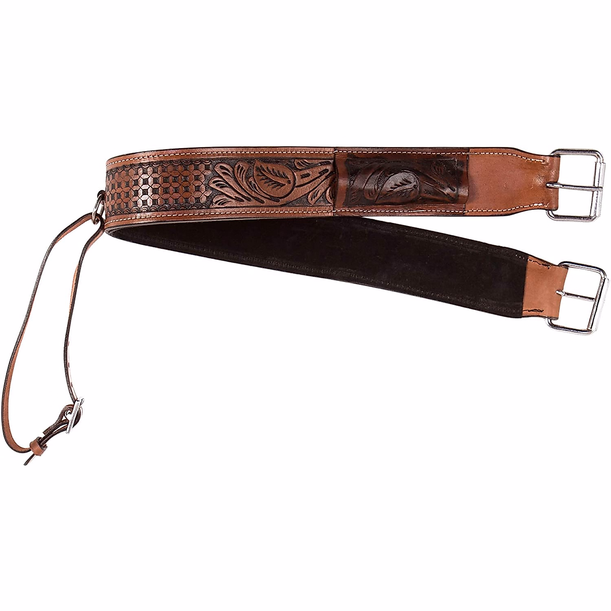 WEMBILS Equitack Western Horse Saddle Back Cinch Flank Strap Rear Girth Leather Buckskin Billet Keeper (Leather, 40 inches)
