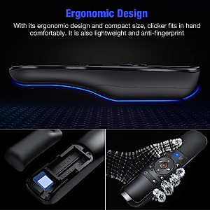Presentation Clicker Air Mouse Function Wireless Presenter USB Powerpoint Clicker, RF 2.4 GHz Presentation Remote Control Clicker for powerpoint presentations Support Mac, Laptop, Computer 11
