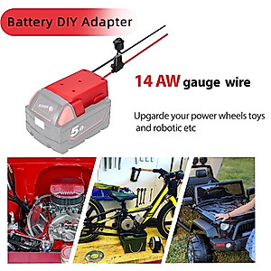 Power Wheels Adapter for Milwaukee M18 Battery 18v Dock Power Connector 12 Gauge Robotics