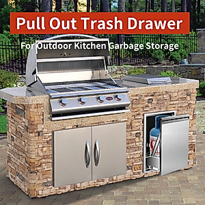Pull Out Trash Drawer 16" Wx22 H×16.5" D Built-in Single Trash Drawer Propane Tank Drawer Stainless Steel Trash Bin for BBQ Island Grill Station