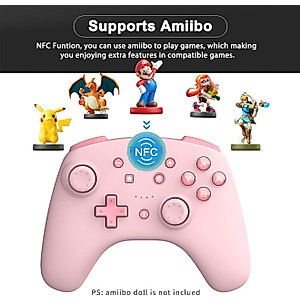 PXN Wireless Switch Controller, Gamepad Joystick with NFC/Amibo/Turbo, Screenshot Gyrox Axis and Dual Vibration, Switch for Nintendo Switch (Pink)