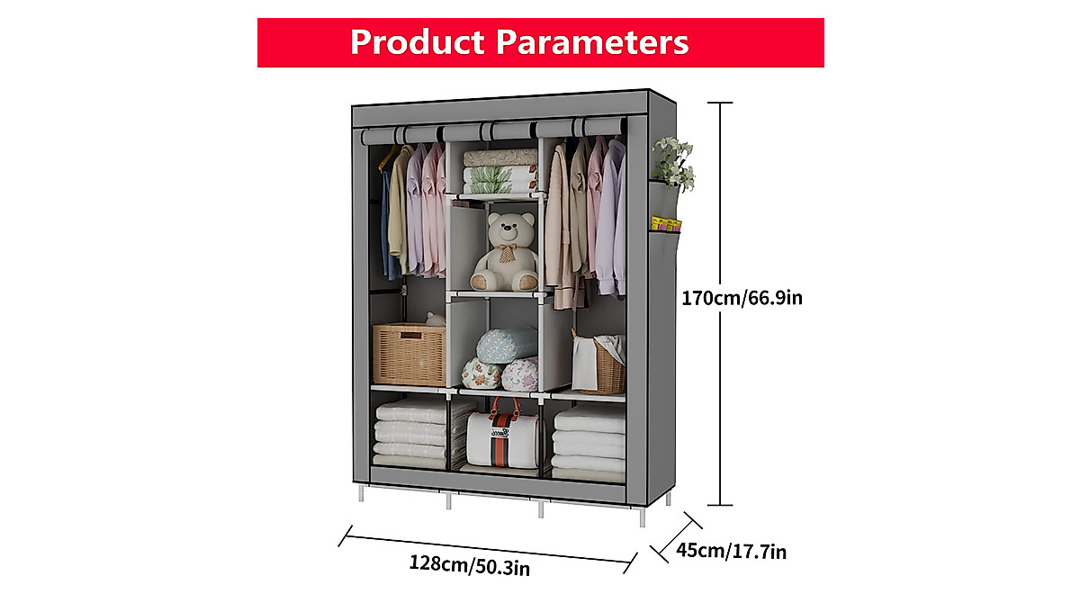 UDEAR Portable Wardrobe - Spacious Clothes Organizer
