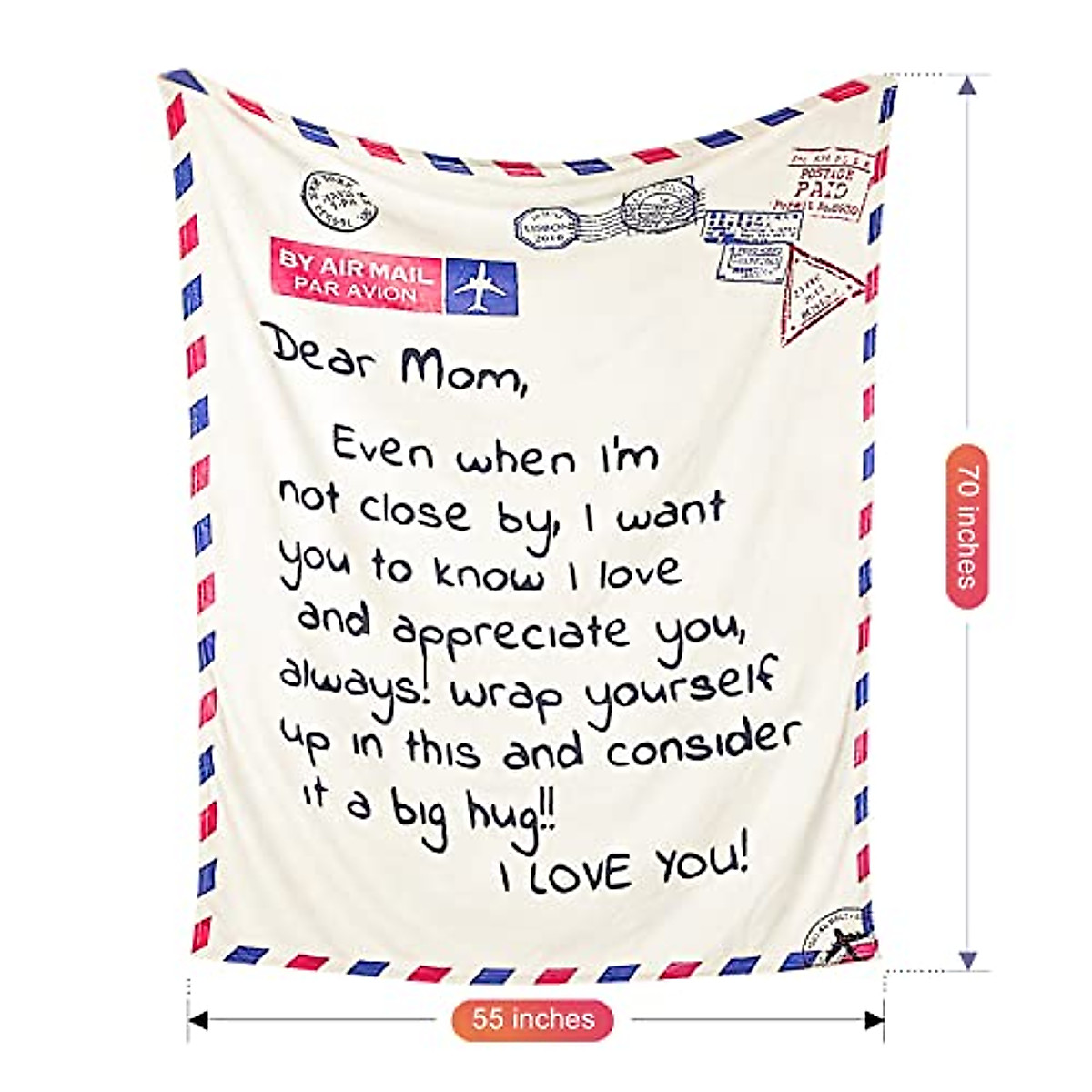 VETEBLE Best Birthday Gifts for Mom from Daughter Son, Premium Dear Mom Blanket Presents for Mother's Day, Christmas, Valentine's Day, Soft & Cozy Flannel Throw Blanket, Moms Bed Blanket Gift