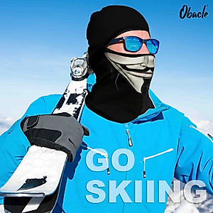 Obacle Balaclava Face Mask Men Women for Winter Cold Weather Ski Hunting (Men White Face Black Beard)