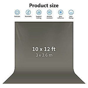 NEEWER 10 x 12FT / 3 x 3.6M PRO Photo Studio premium polyester Collapsible Backdrop Background for Photography, Video and Television (Backdrop Only) - Grey