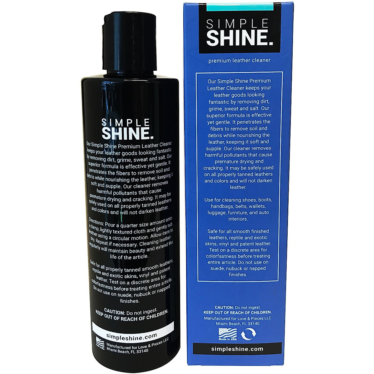 Simple Shine. Premium Leather Cleaner for Shoes, Boots, Bags and Furniture | No Darkening or Residue