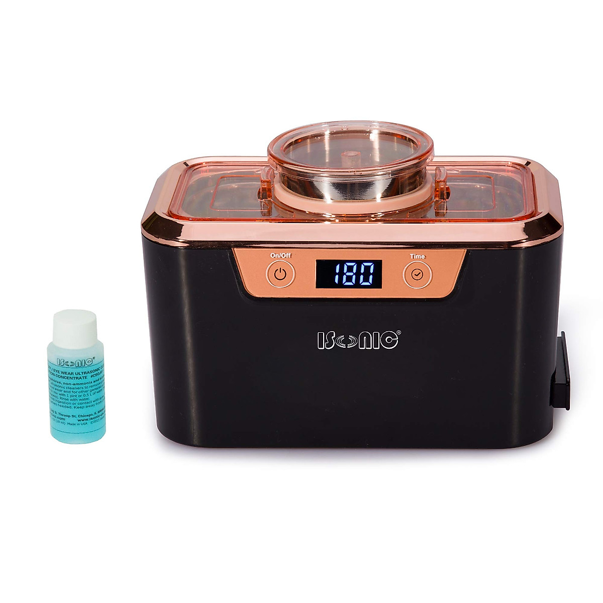 iSonic DS310 Miniaturized Commercial Ultrasonic Cleaner With Integrated Stainless Steel Beaker Holder Set For Jewelry, Cosmetic Tools, Eyeglasses, 110V 55W