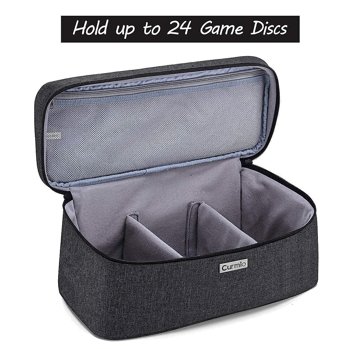 CURMIO Game Console Carrying Case Compatible with Xbox Series X, Game Disc Storage Bag for up to 24 Discs Compatible for PS4/PS4 Pro/PS3/PS5/Xbox One/Xbox Series X/S