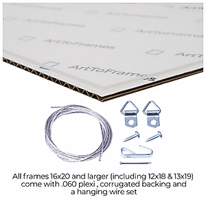 ArtToFrames 16x20 Inch Black Picture Frame, This 1.25 Inch Custom Poster Frame is Antique Black - Comes with Economy Acrylic and Corrugated Backing (WOM5106-16x20)