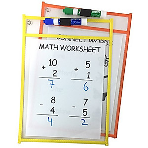 Clipco Dry Erase Pocket Sleeves Assorted Colors (60-Pack)