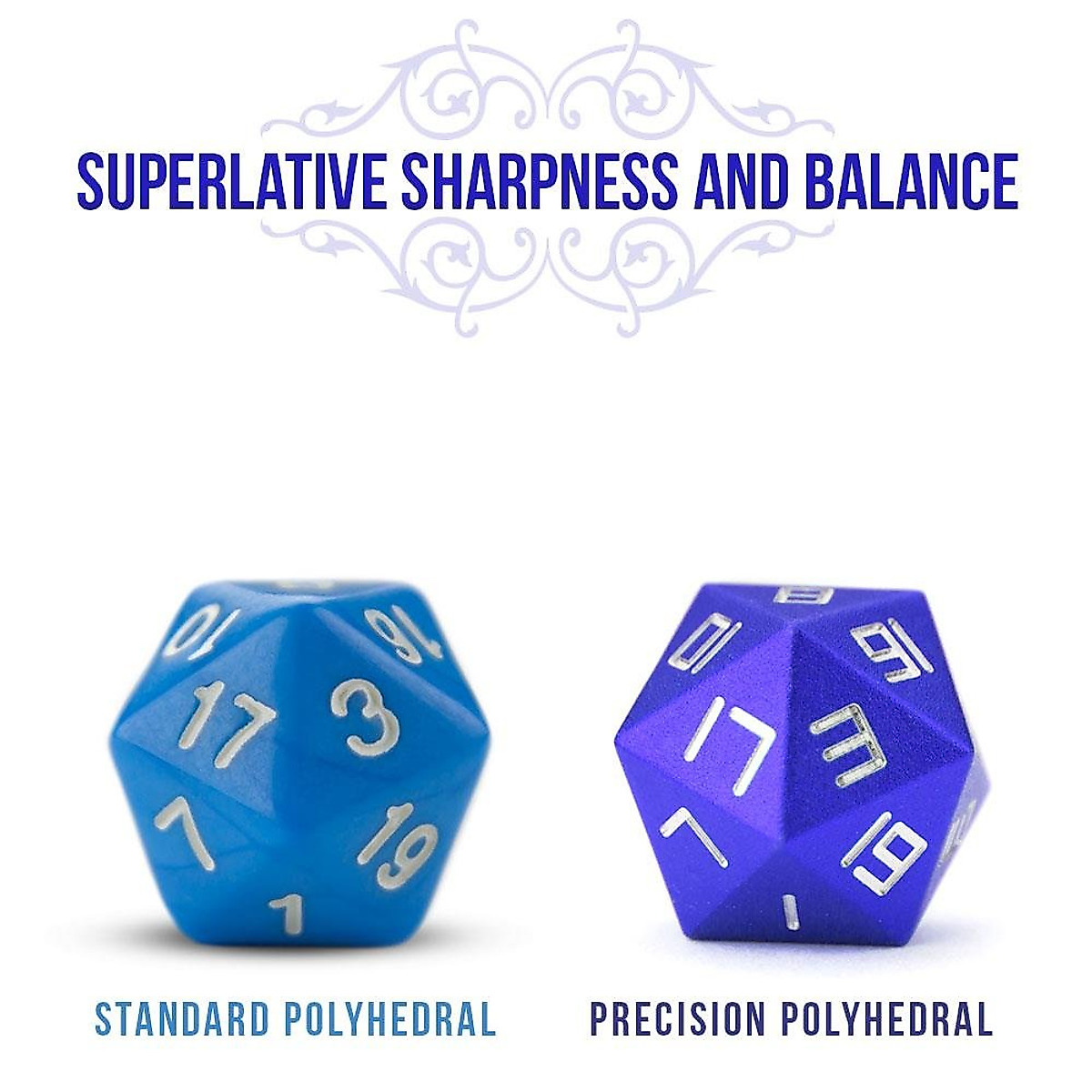 Wiz Dice Masterwork Series - Sharp-Edged Metal Dice Set for Tabletop RPG Adventure Games with a Dice Box - DND Dice Set, Suitable for Dungeons and Dragons and Dice Ga