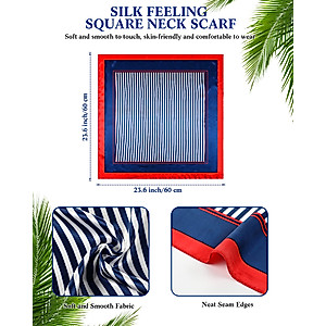 SATINIOR 4 Pcs Sailor Scarf Satin Flight Attendant Scarf 23.6 Inches Square Neck Scarf for Women Silk Feeling Hair Wraps