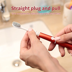 Flexforce AAA Battery Powered Sonic Toothbrush, 2 Replaceable Toothbrush Heads, Metal Aluminum Toothbrush Handle, for Kids and Adults, 2 Minute Timer, V1 Electric Toothbrush, Red