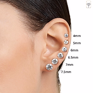 MAX + STONE 14k Solid White Gold Stud Earrings for Women & Men with CZ | Real 14k Gold Cubic Zirconia Earrings Studs with Secure Butterfly Backs | Anti-Tarnishing Cubic Zirconia Studs | Size - 4MM