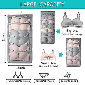 Yllshengyu Bra Organizer Hanging Double Sided With Metal Hanger Mesh Pockets for Storage Bag for Bra Socks Underwear Underpants