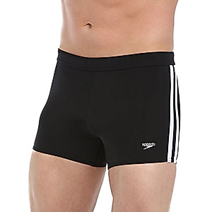 Speedo Men's Swimsuit Square Leg Splice,Speedo Black,Large
