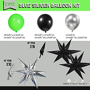 Winter Merry Christmas Green and black silver Balloon Garland Arch Kit 121PcS with Star foil Balloons for birthday baby shower 2025 graduation anniversary Decorations