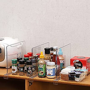 Yieach 4PCS Shelf Dividers,Clear Closets Shelf and Closet Separator for Organization in Bedroom,Kitchen Cabinets Shelf Storage and Office Shelves