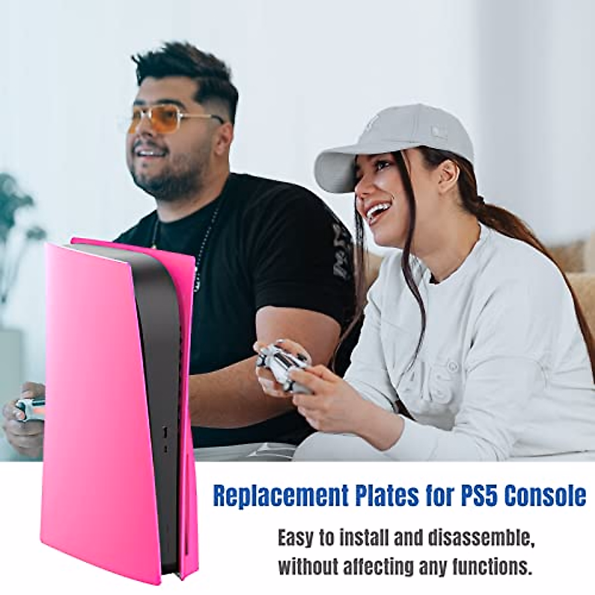 Face Plates Cover Skins Shell Panels for PS5 Disc Edition Console, Playstation 5 Accessories Faceplate Protective Shell Replacement Plate Dustproof Anti-Scratch (Nova Pink)