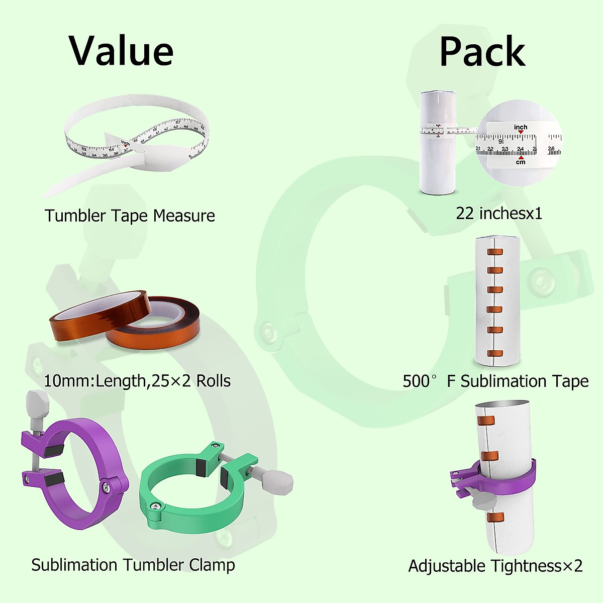 GEOCCI 2 Pack Sublimation Tumblers Pinch, Tumbler Pincher for 20 oz Tumbler Sublimation Tool，Perfect Tumbler Wrap Tool and Wrapping Clamp,Comes with Measuring Ruler and Adhesive Tape