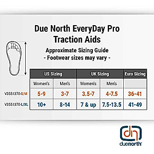 Due North Everyday Pro Footwear Traction Aids, Tungsten Carbide Ice Cleat Spikes, Lightweight Full-Foot, Rubber, Unisex, Small/Medium, V3551370-S/M