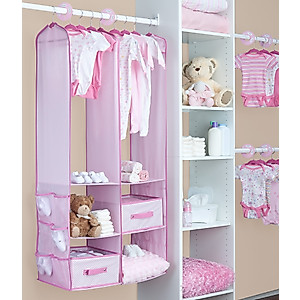 Delta Children Nursery Storage 24 Piece Set - Easy Storage/Organization Solution - Keeps Bedroom, Nursery & Closet Clean, Pink