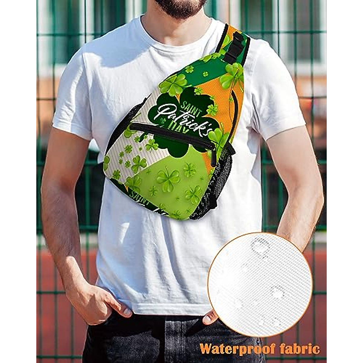 Prime Leader Sling Bag Crossbody Sling Backpack St. Patrick'S Day Clover Waterproof Chest Bag Daypack Shoulder Bag for Hiking Walking Travel