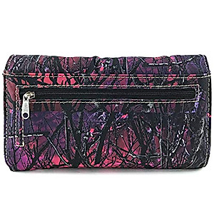 Zelris Camouflage Shine Glow Cross Wings Women Crossbody Trifold Wallet (Hot Pink)